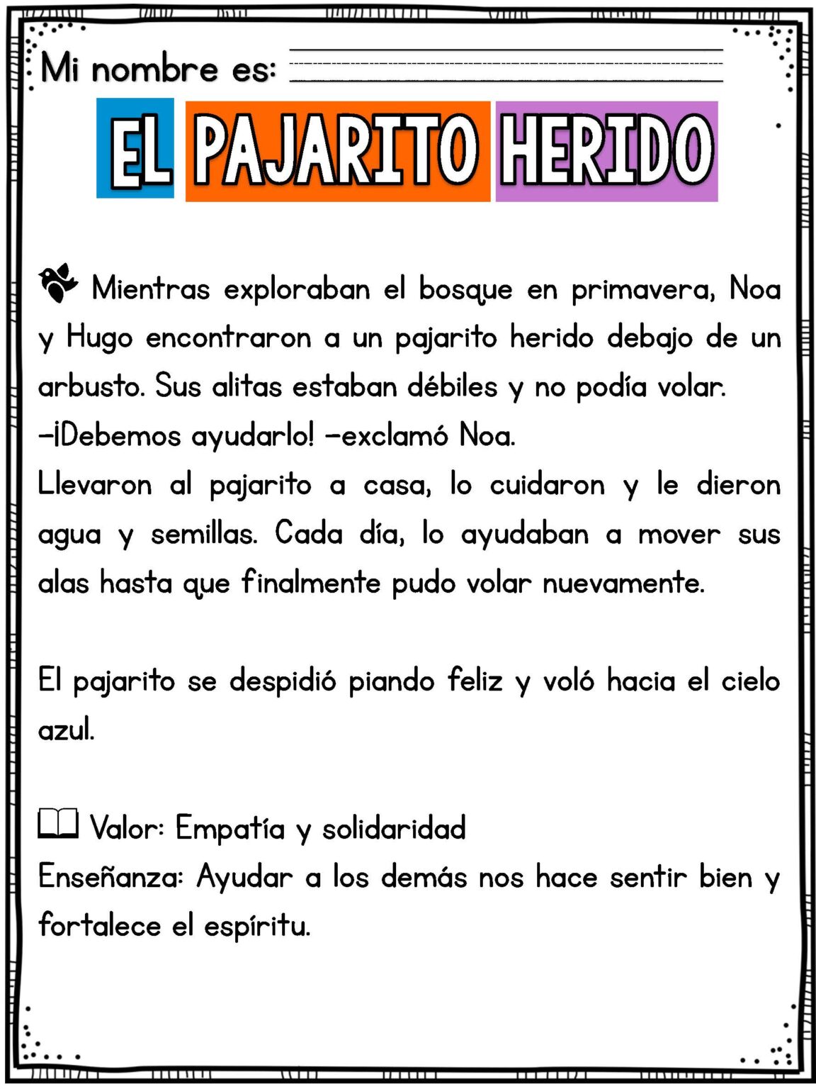 Comprensión Lectora Con Noa y Hugo en primavera - Imagenes Educativas