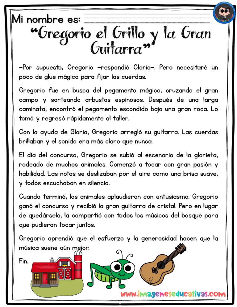 Comprensión lectora con trabadas GR y GL: Gregorio el Grillo y la Gran ...