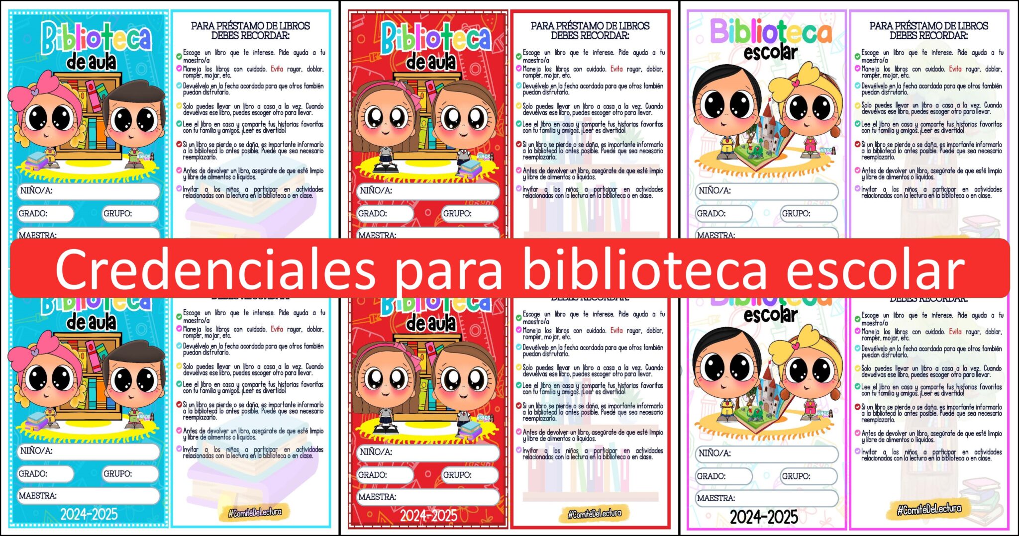 Credenciales para biblioteca escolar - Imagenes Educativas