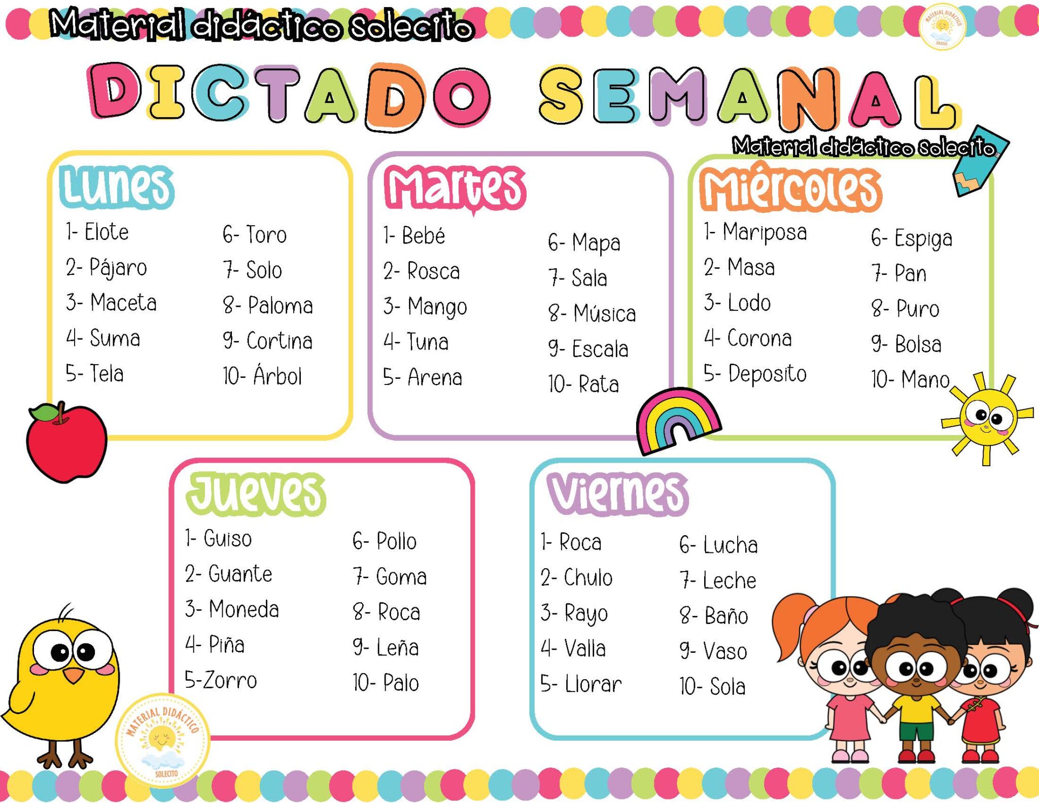 Dictado semanal febrero - Imagenes Educativas