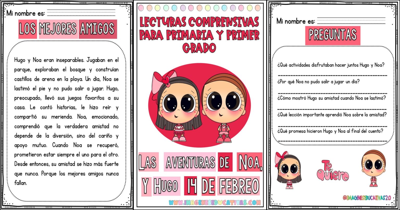 Lecturas comprensivas para primaria y primer grado día del amor y la ...