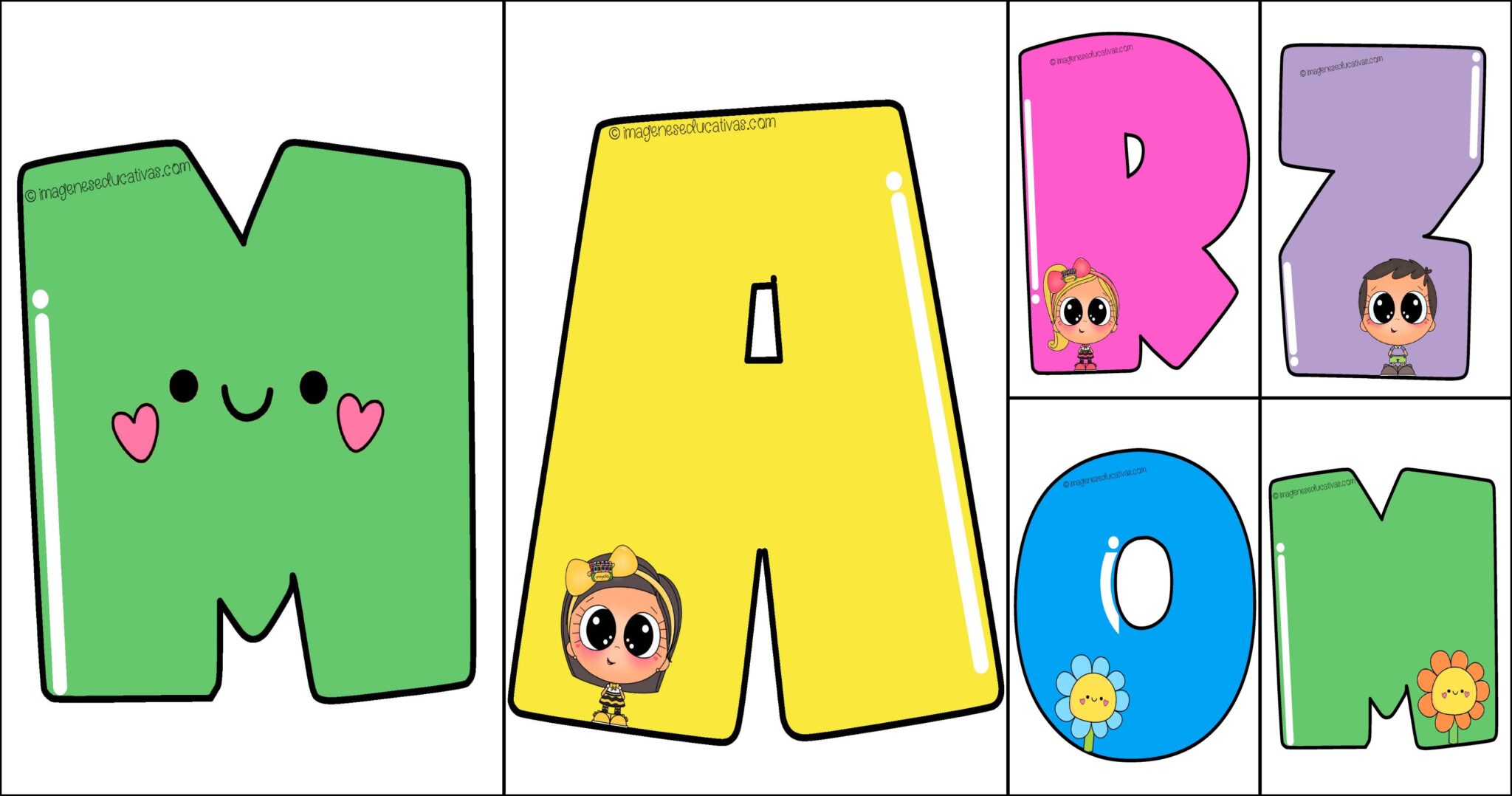 Letreros mes de marzo - Imagenes Educativas