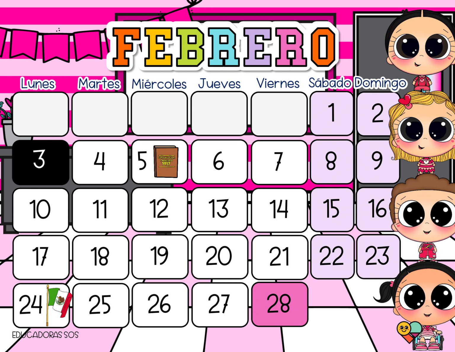 Planificador y calendario mes de FEBRERO 2025 - Imagenes Educativas
