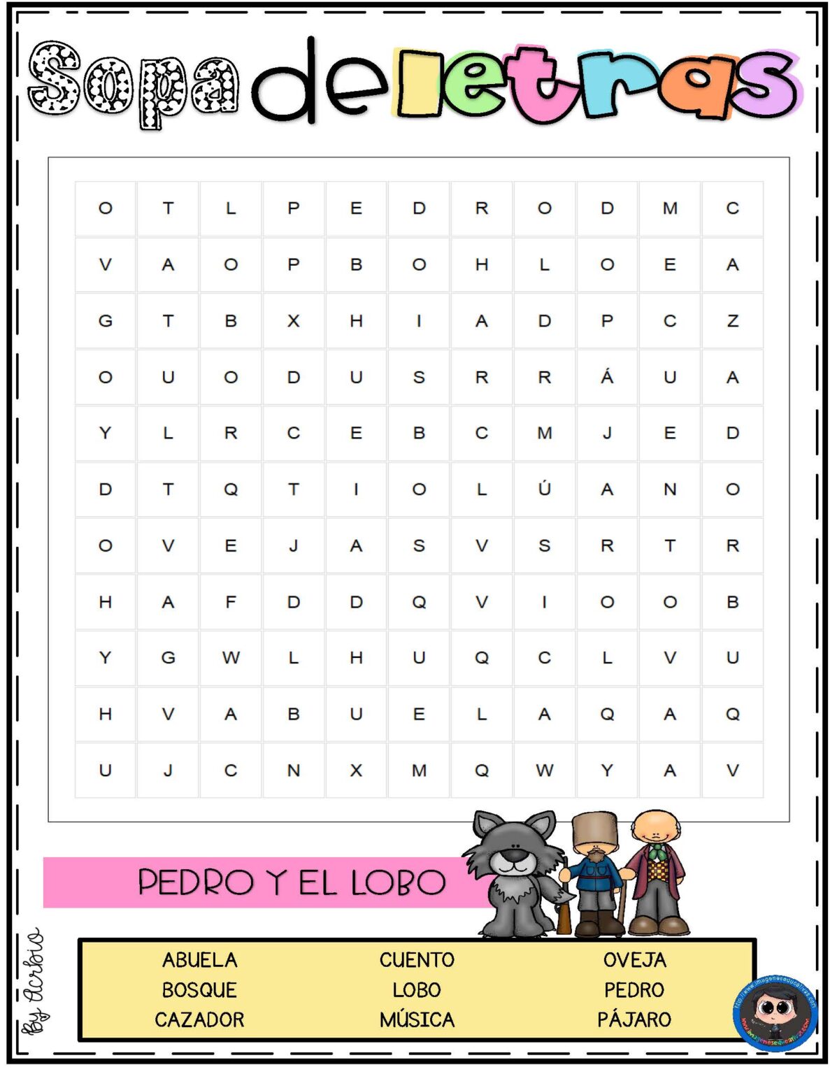 Sopas de letras con Cuentos Clásicos - Imagenes Educativas