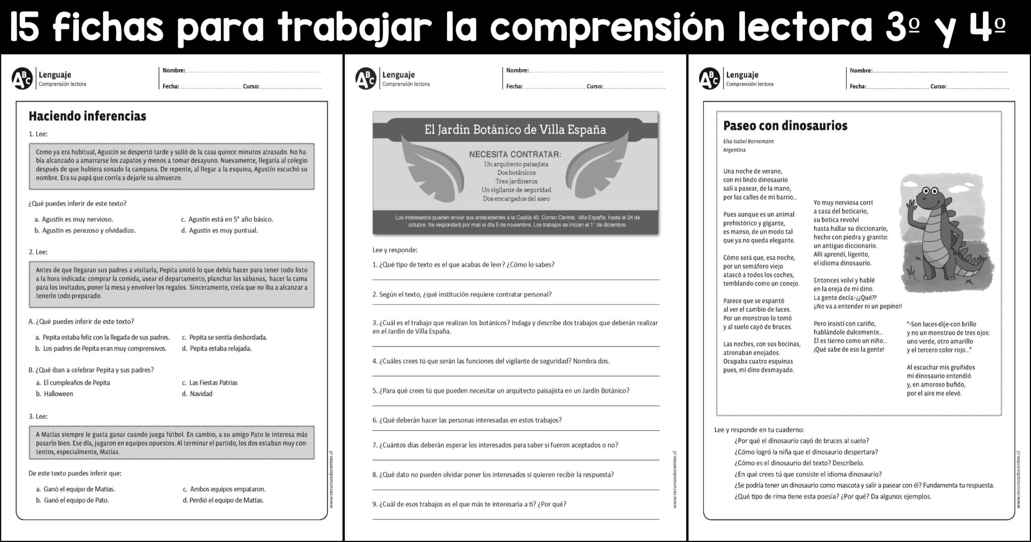 15 Fichas De Comprensión Lectora Imagenes Educativas