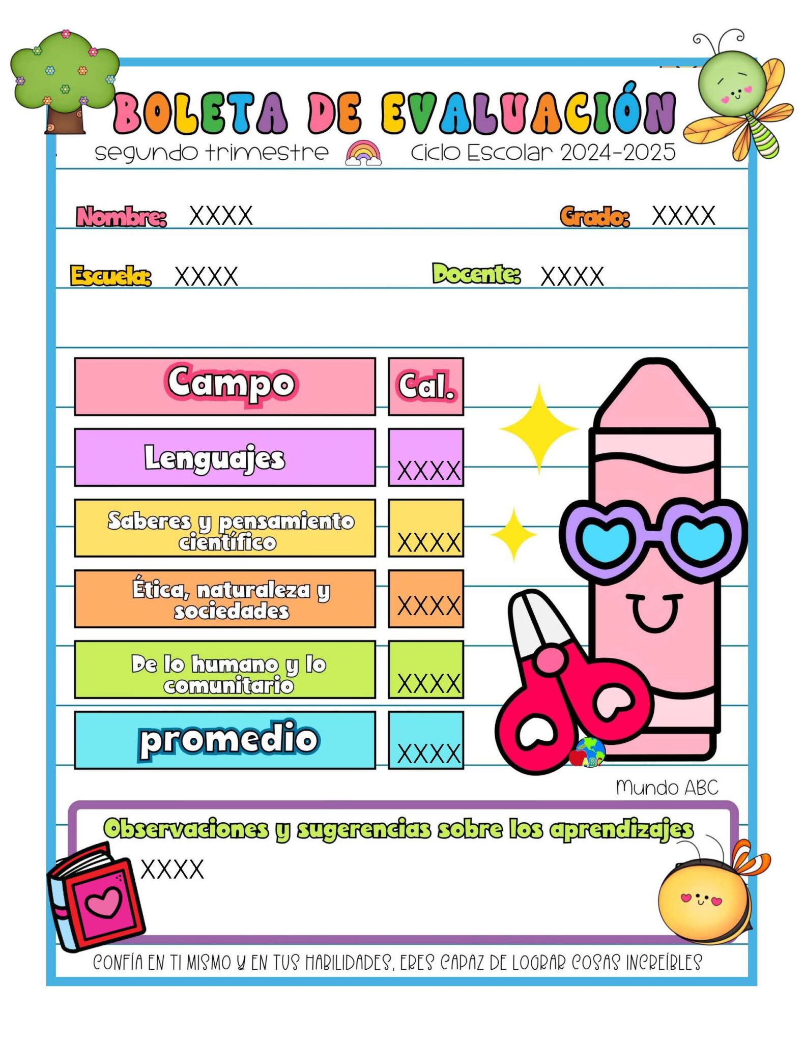Boletas evaluación 2º trimestre - Imagenes Educativas