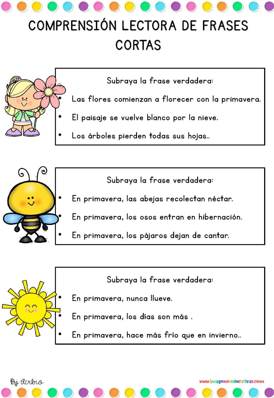 Comprensión lectora de frases cortas de primavera_Página_5 - Imagenes ...