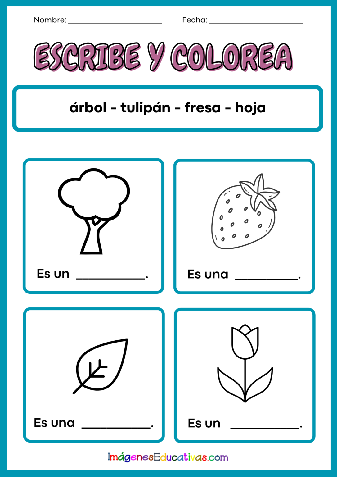 Hojas de escritura con vocabulario de primavera - Imagenes Educativas