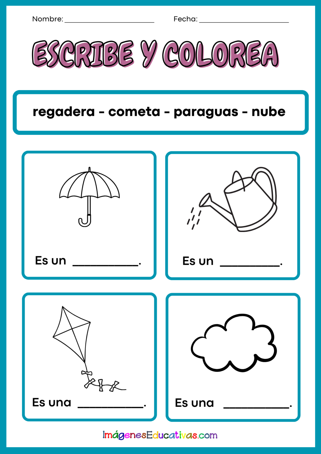 Hojas de escritura con vocabulario de primavera - Imagenes Educativas