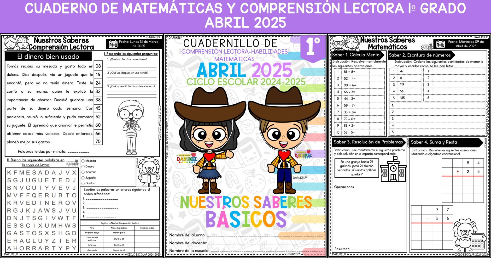 Cuaderno matemáticas 1ER GRADO 100 páginas - Imagenes Educativas