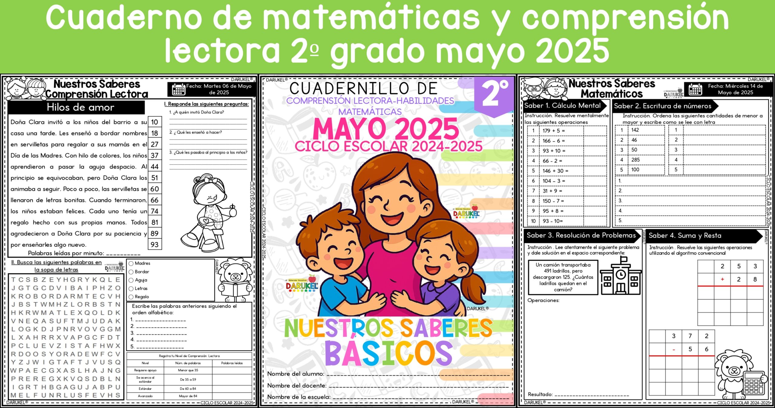 Cuaderno de matemáticas y comprensión lectora 2º grado mayo 2025 ...