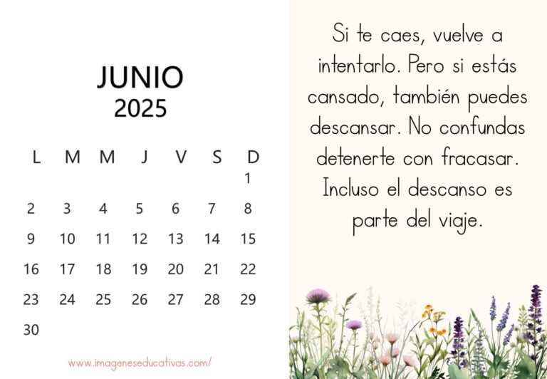 Calendarios 2025 Junio para descargar e imprimir - Imagenes Educativas