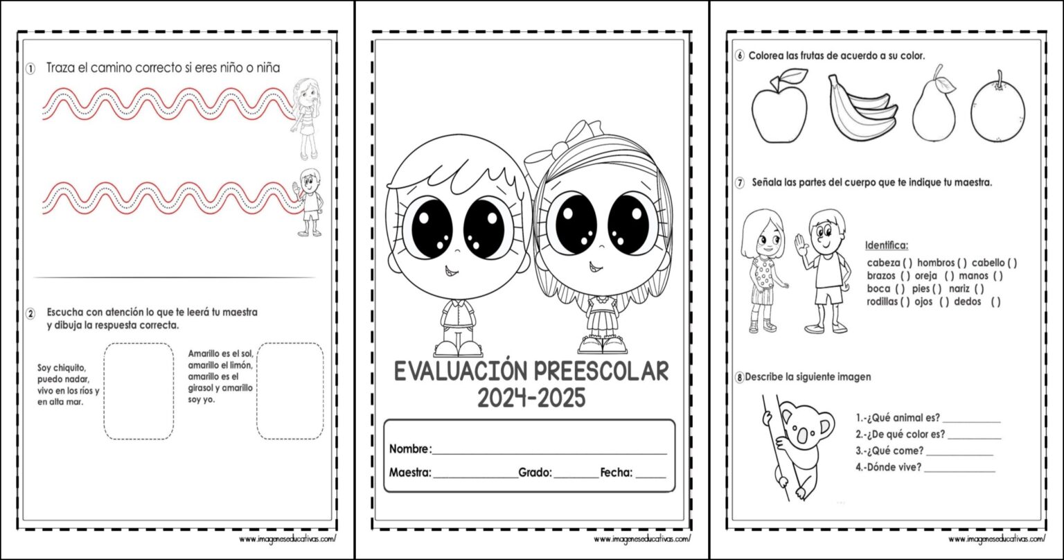 Cudernillo de evaluacion preescolar 2024-2025 - Imagenes Educativas