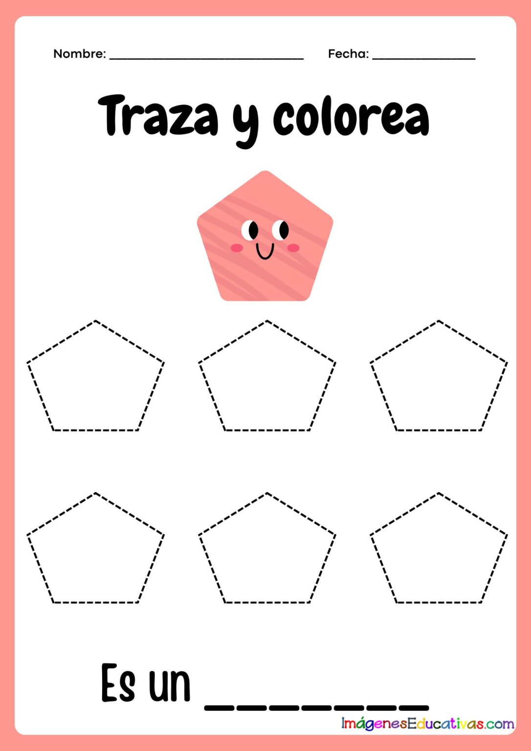 Fichitas de figuras geométricas: Traza y colorea - Imagenes Educativas