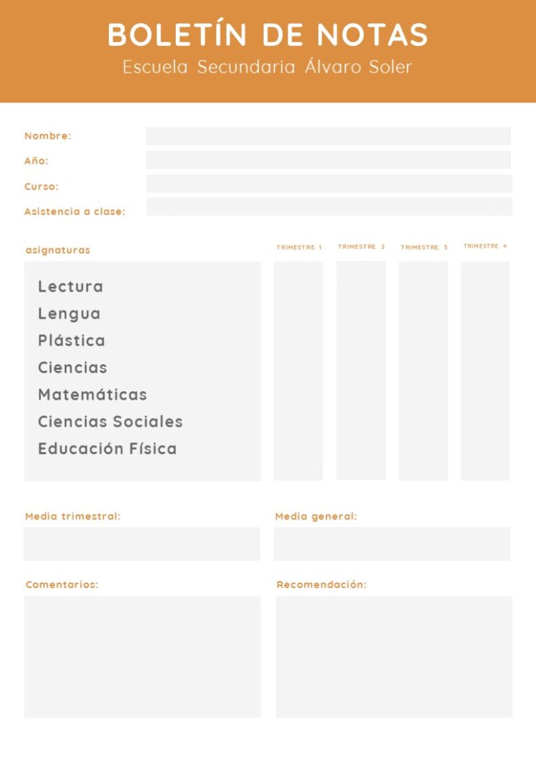 Plantillas de Boletines de Notas - Imagenes Educativas