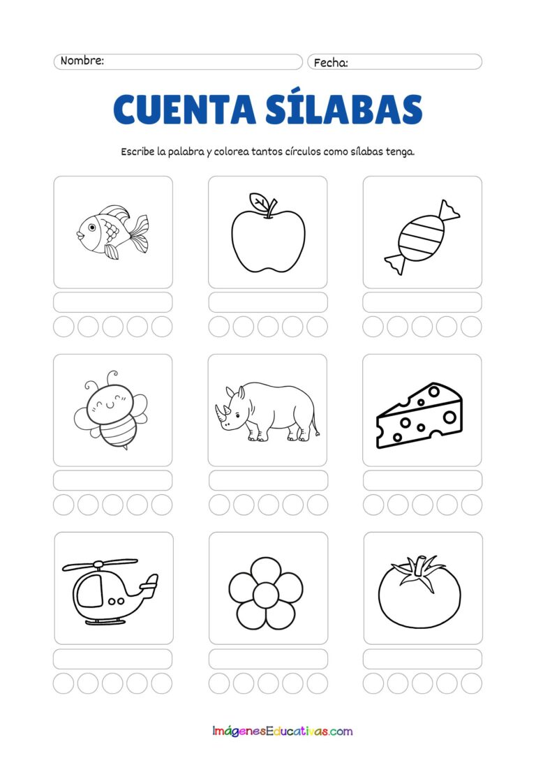 Fichas Cuenta Sílabas - Imagenes Educativas