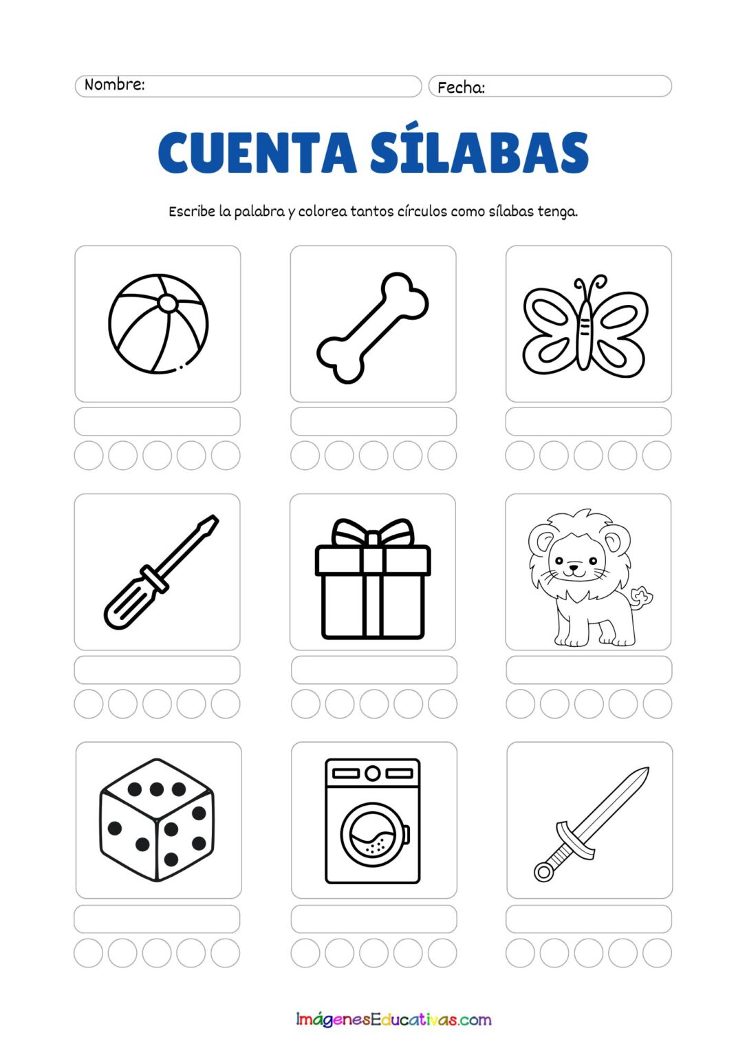 Fichas Cuenta Sílabas - Imagenes Educativas