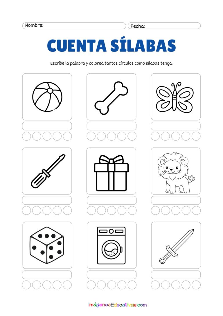 Fichas Cuenta Sílabas - Imagenes Educativas