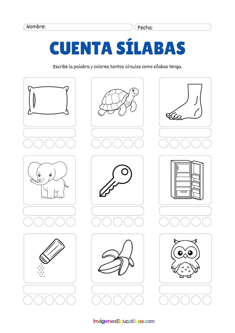 Fichas Cuenta Sílabas - Imagenes Educativas