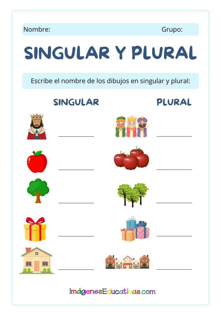 Hojas de trabajo singular-plural - Imagenes Educativas