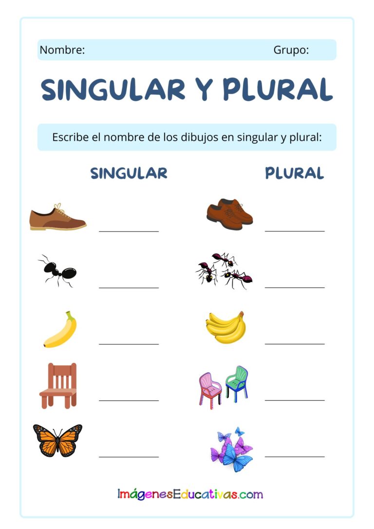 Hojas de trabajo singular-plural - Imagenes Educativas