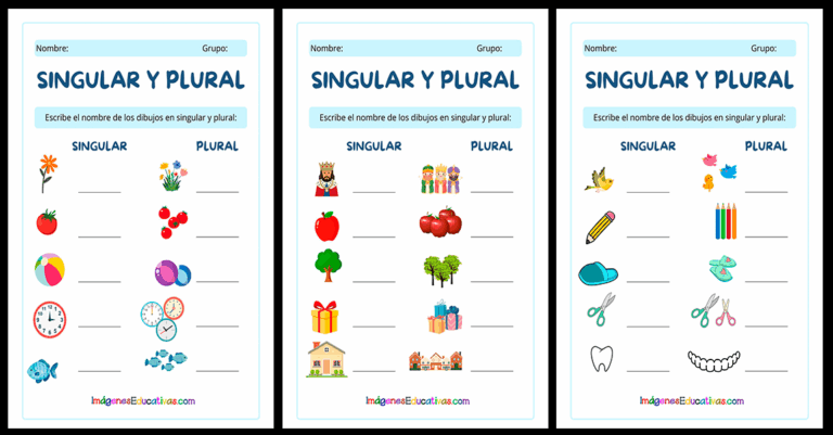 Hojas de trabajo singular-plural - Imagenes Educativas