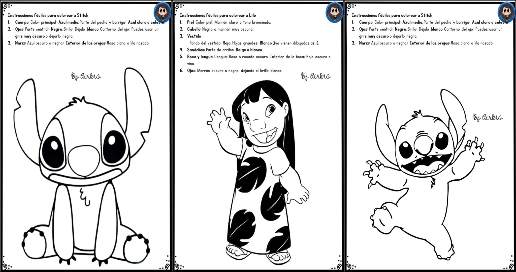 Colección de dibujos para colorear de Lilo y Stitch - Imagenes Educativas