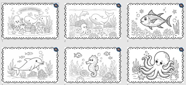 Fichas para colorear animales marinos - Imagenes Educativas