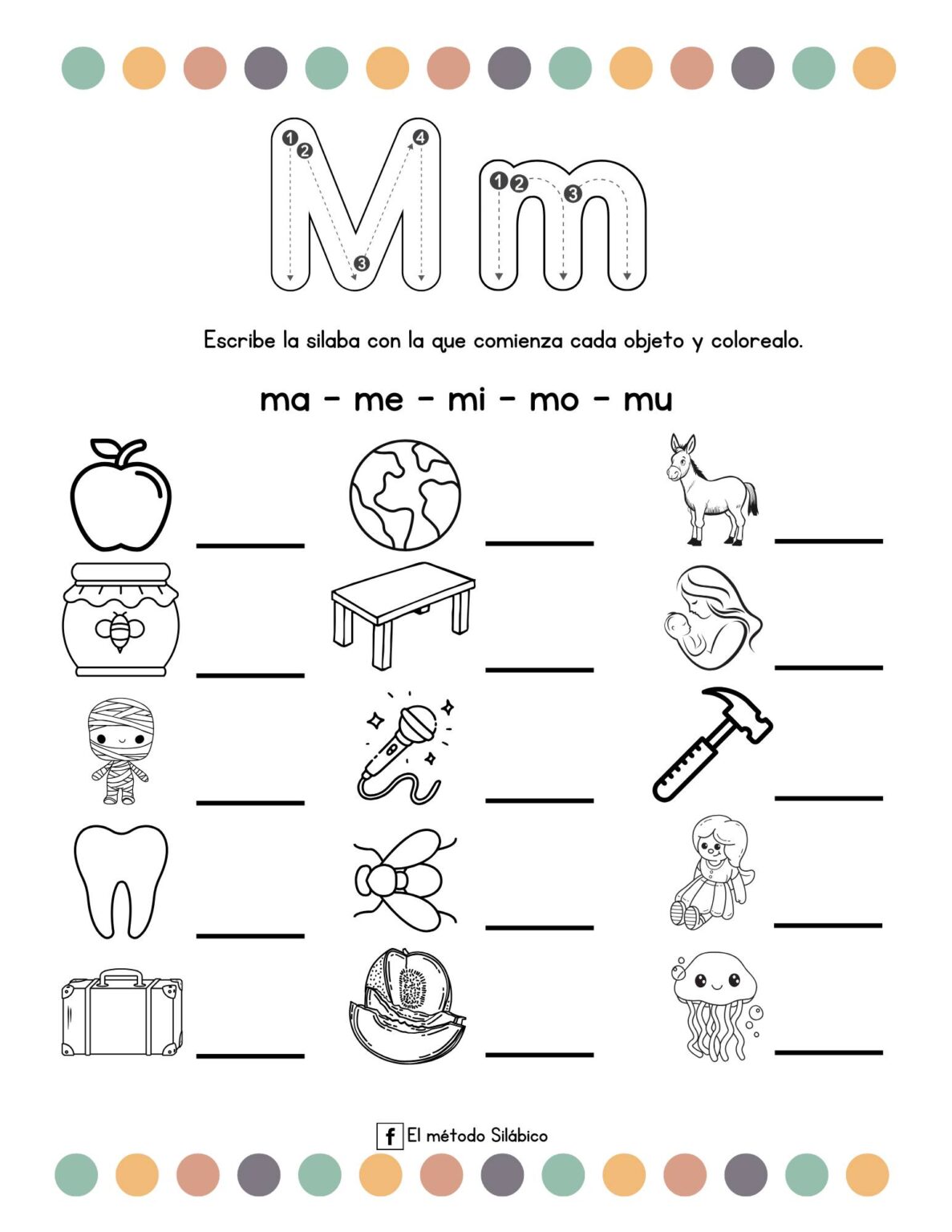 Método silábico actividades con las letras m - s -t - l - r - p - Imagenes Educativas
