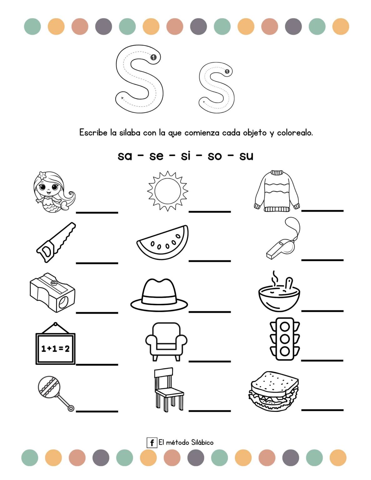 Método silábico actividades con las letras m - s -t - l - r - p - Imagenes Educativas