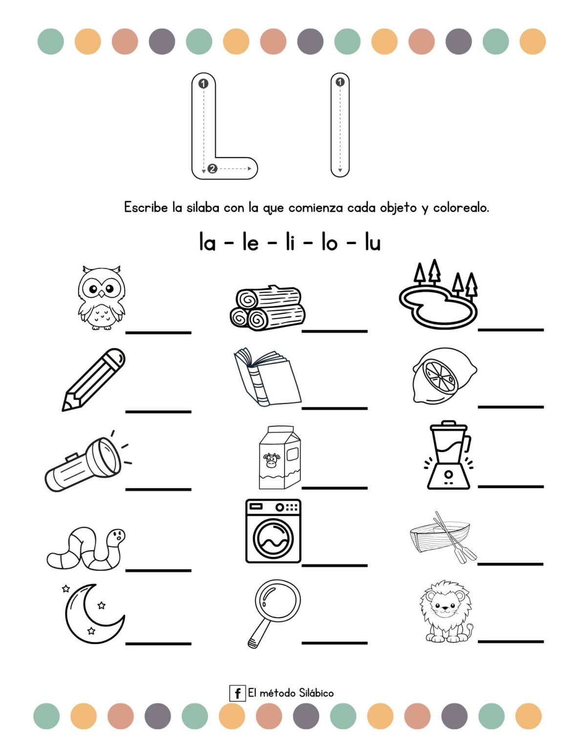 Método silábico actividades con las letras m - s -t - l - r - p - Imagenes Educativas
