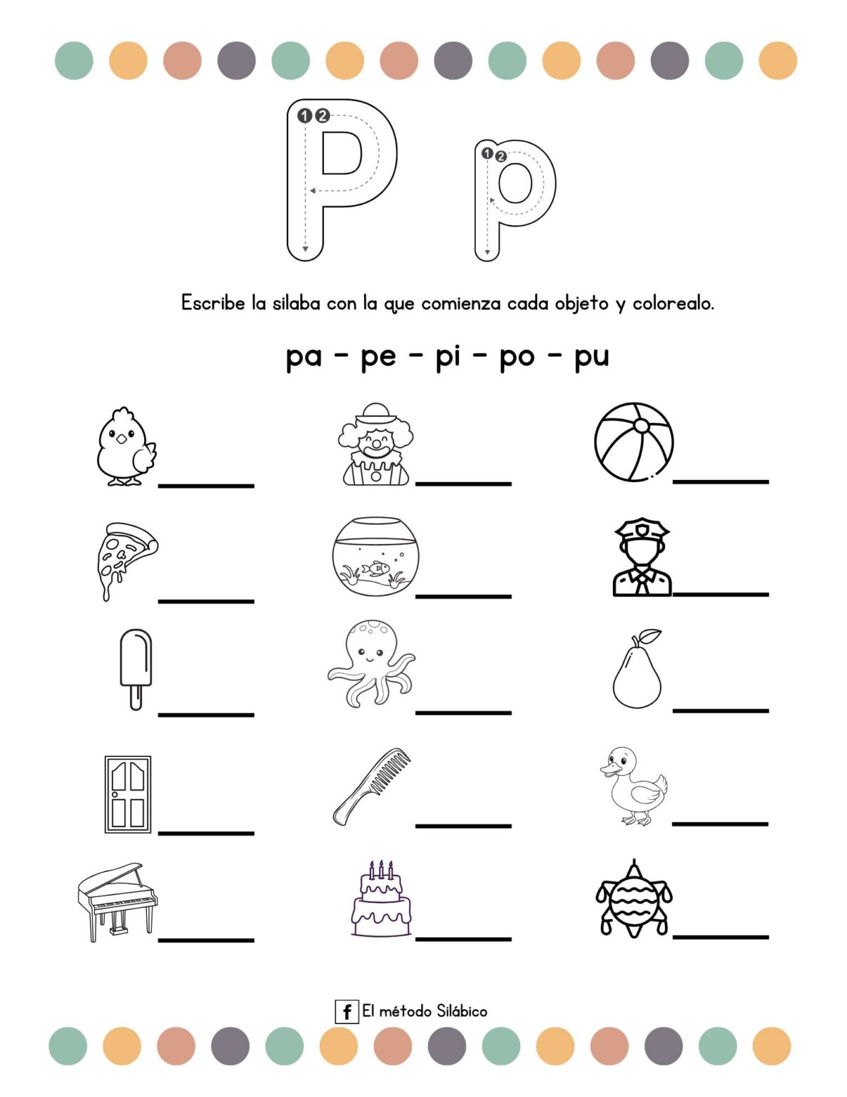 Método silábico actividades con las letras m - s -t - l - r - p - Imagenes Educativas