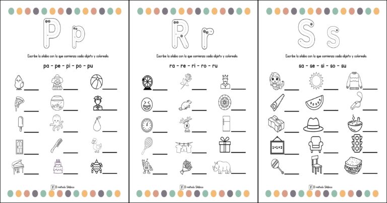 Método silábico actividades con las letras m - s -t - l - r - p - Imagenes Educativas