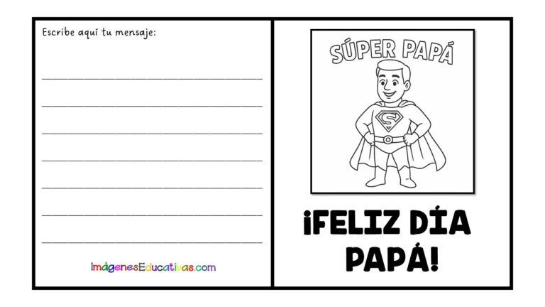 Postales para colorear del Día del Padre - Imagenes Educativas