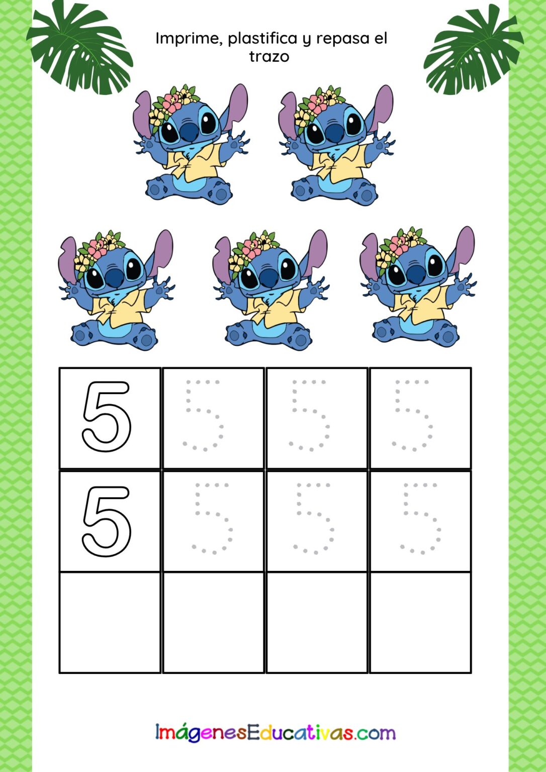 trazo numeros lilo y stitch (5) - Imagenes Educativas