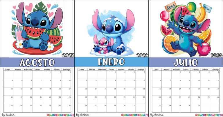 Calendario escolar 2025-2026 Lilo y Stitch - Imagenes Educativas