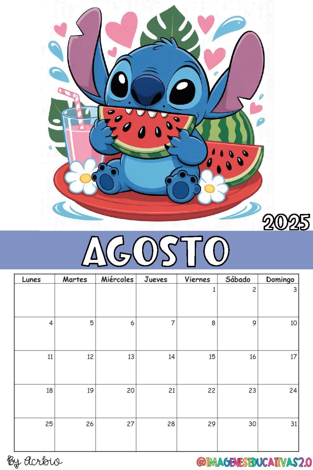 Calendario escolar 2025-2026 Lilo y Stitch - Imagenes Educativas