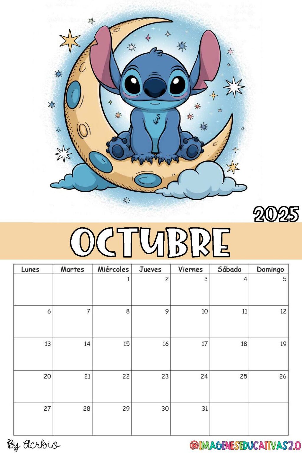 Calendario escolar 2025-2026 Lilo y Stitch - Imagenes Educativas