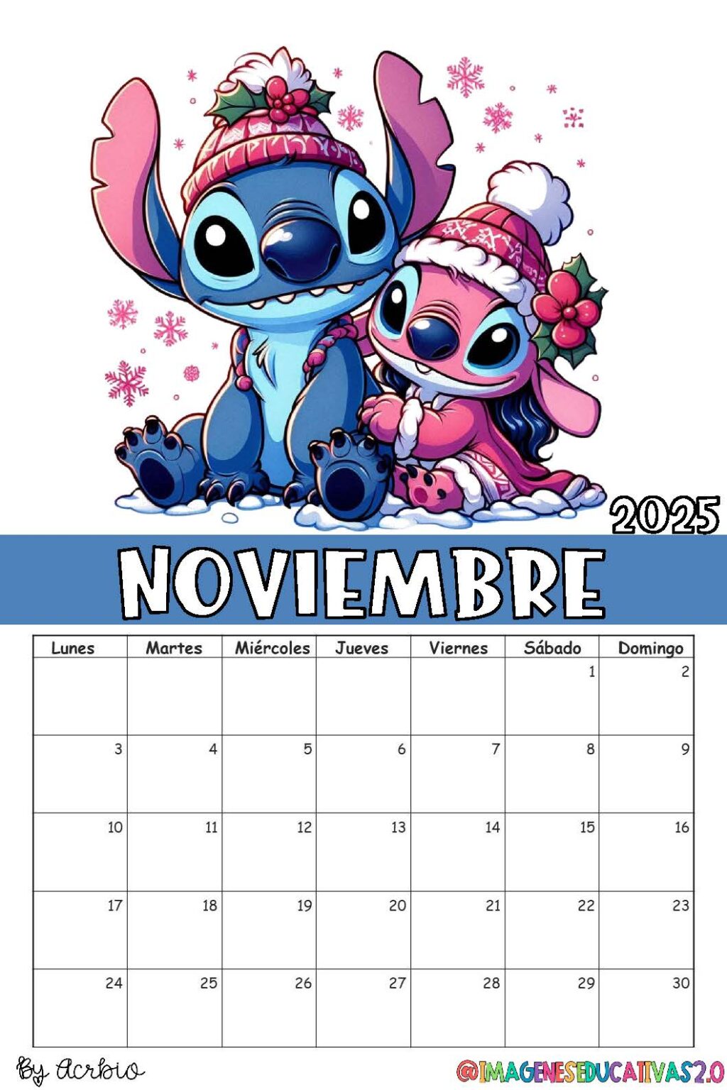 Calendario escolar 2025-2026 Lilo y Stitch - Imagenes Educativas