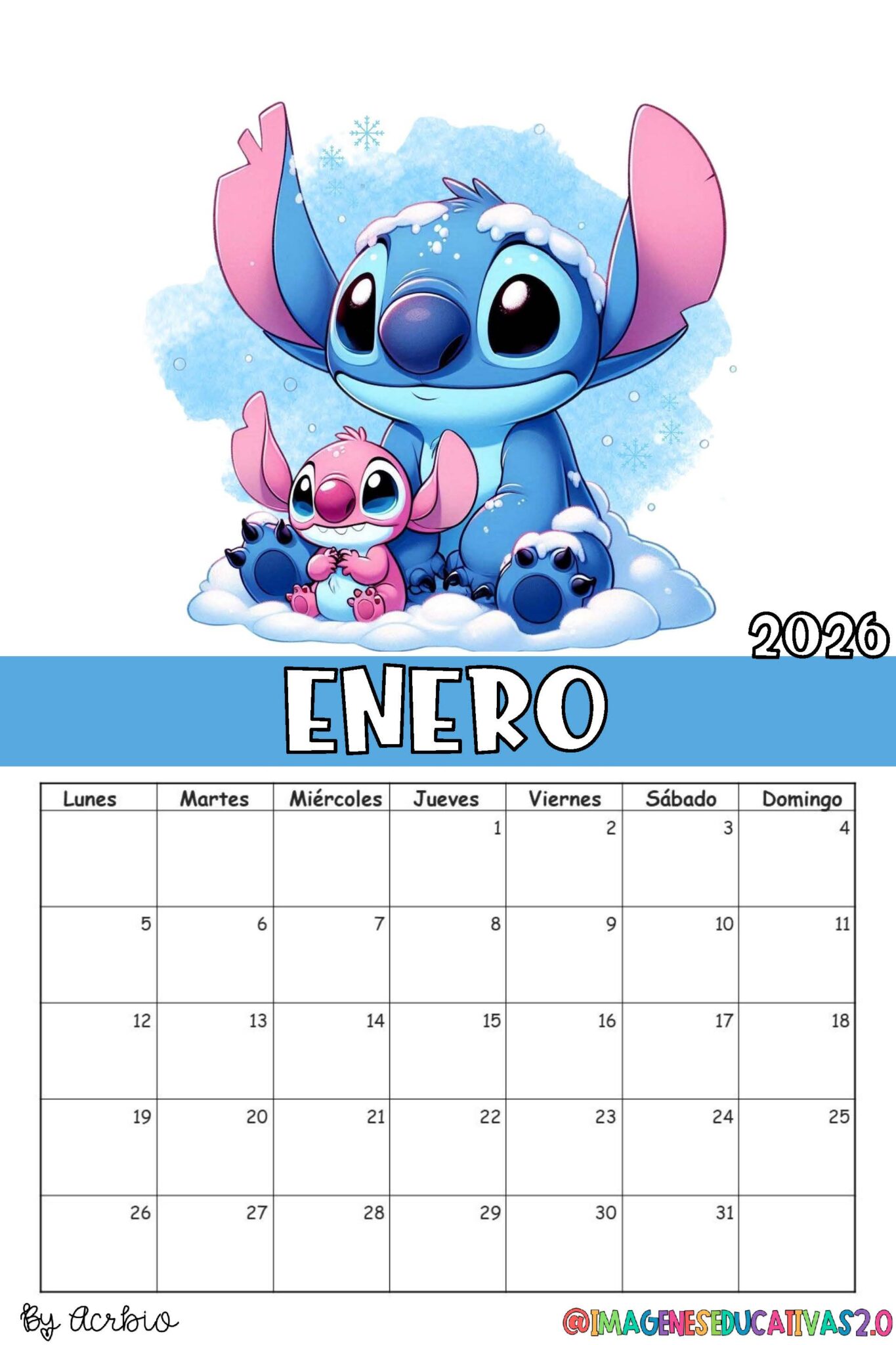 Calendario escolar 2025-2026 Lilo y Stitch - Imagenes Educativas