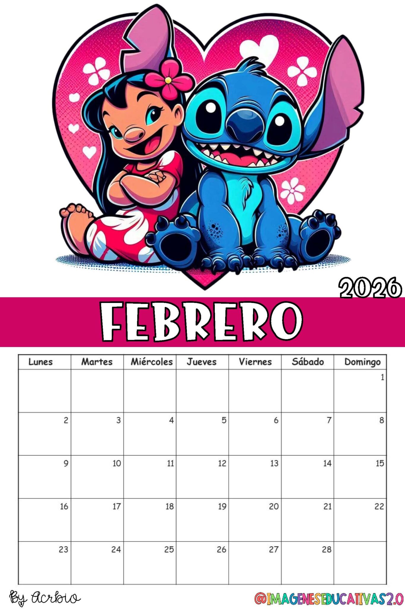 Calendario escolar 2025-2026 Lilo y Stitch - Imagenes Educativas
