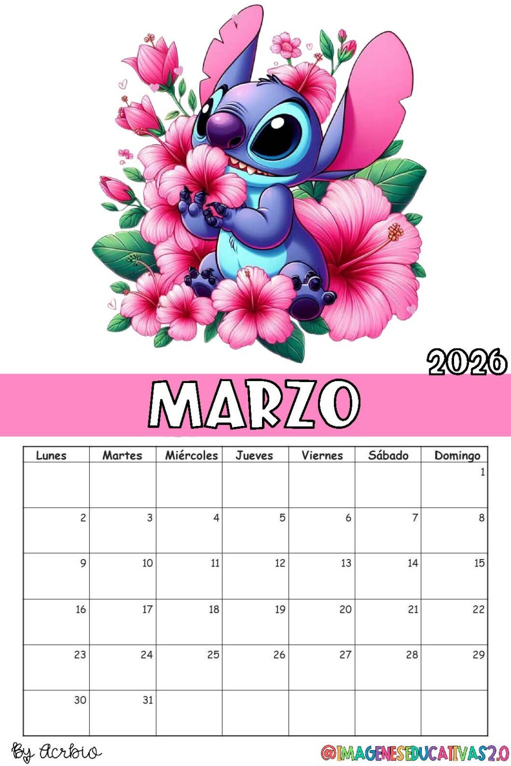 Calendario escolar 2025-2026 Lilo y Stitch - Imagenes Educativas