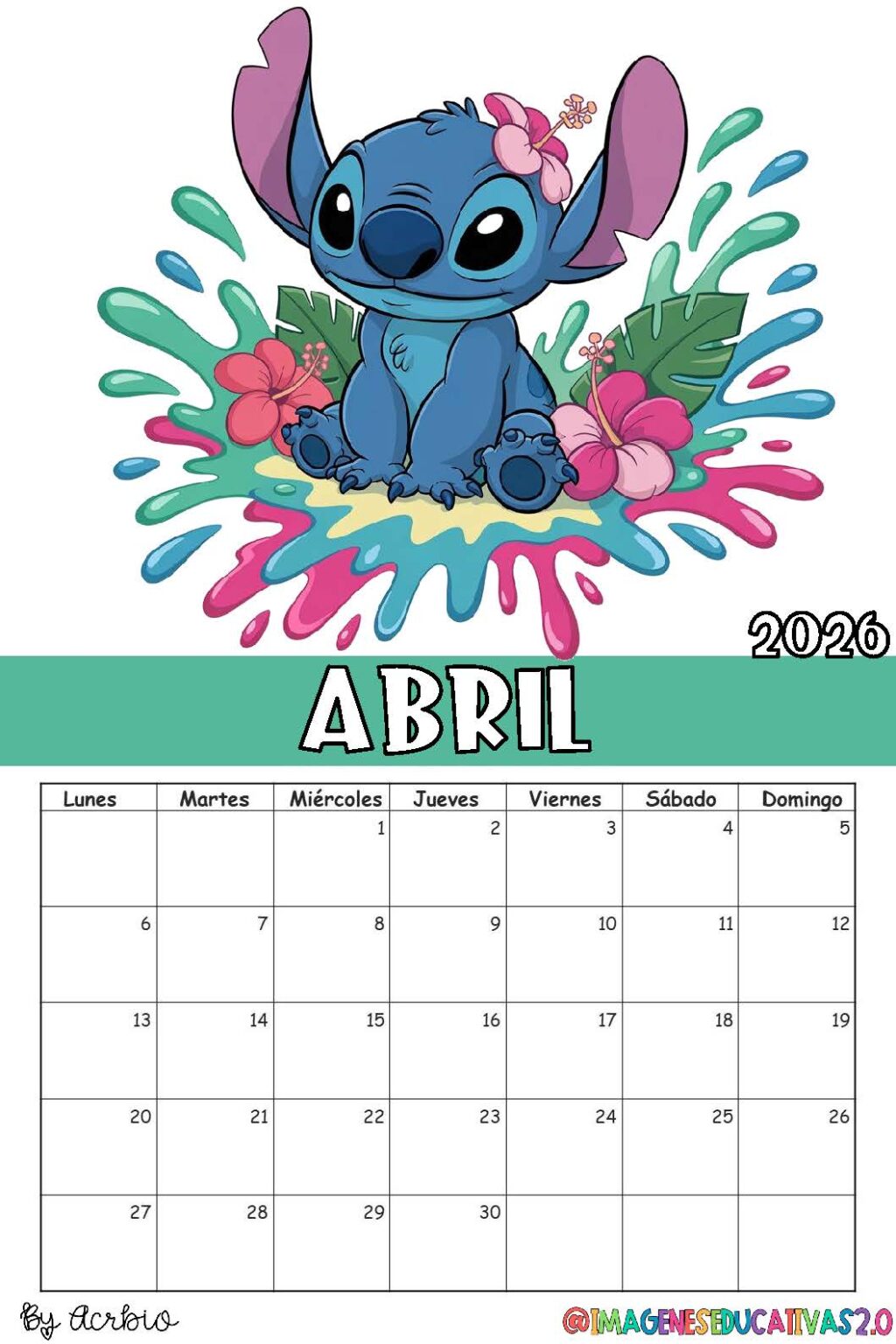 Calendario escolar 2025-2026 Lilo y Stitch - Imagenes Educativas