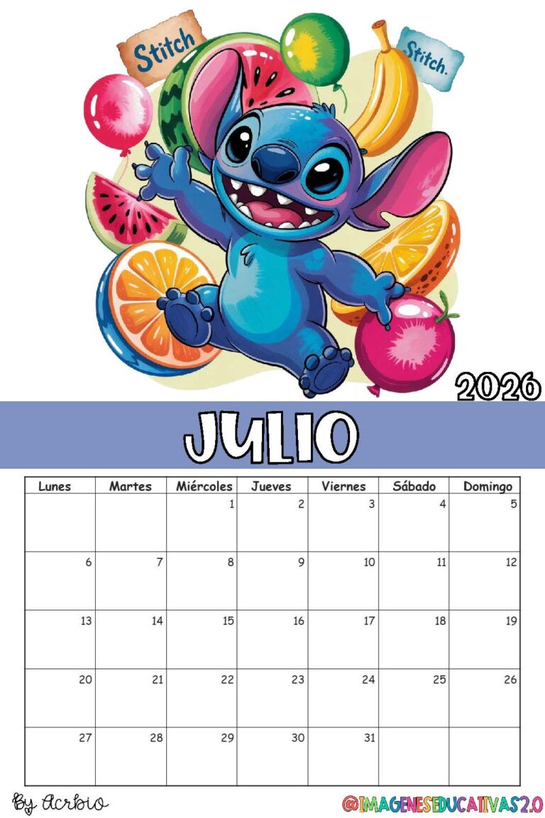 Calendario escolar 2025-2026 Lilo y Stitch - Imagenes Educativas