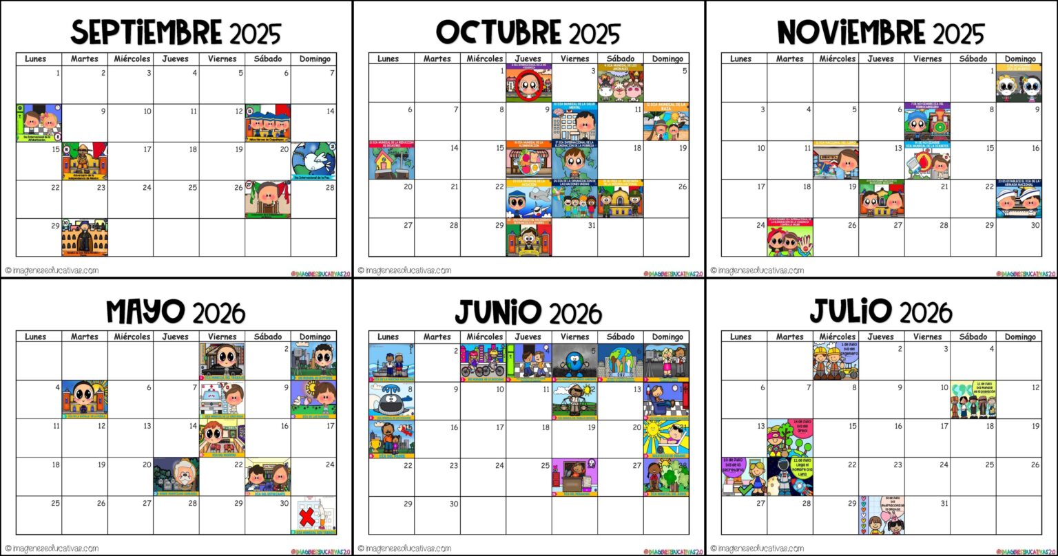 Fabuloso Calendario escolar 2025-2026 para anotar - Imagenes Educativas