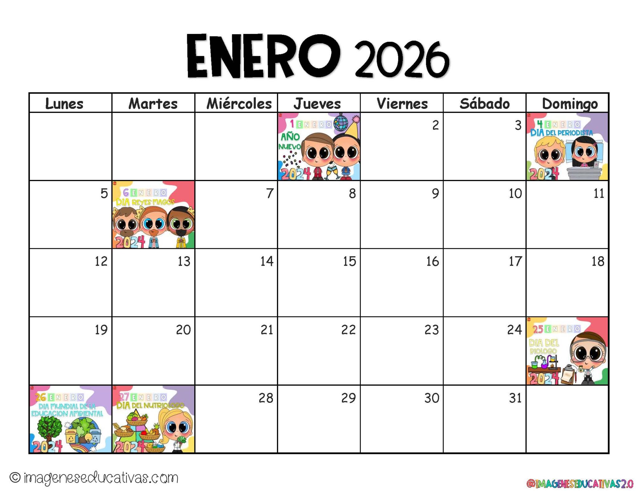 Fabuloso Calendario escolar 2025-2026 con EFEMÉRIDES - Imagenes Educativas