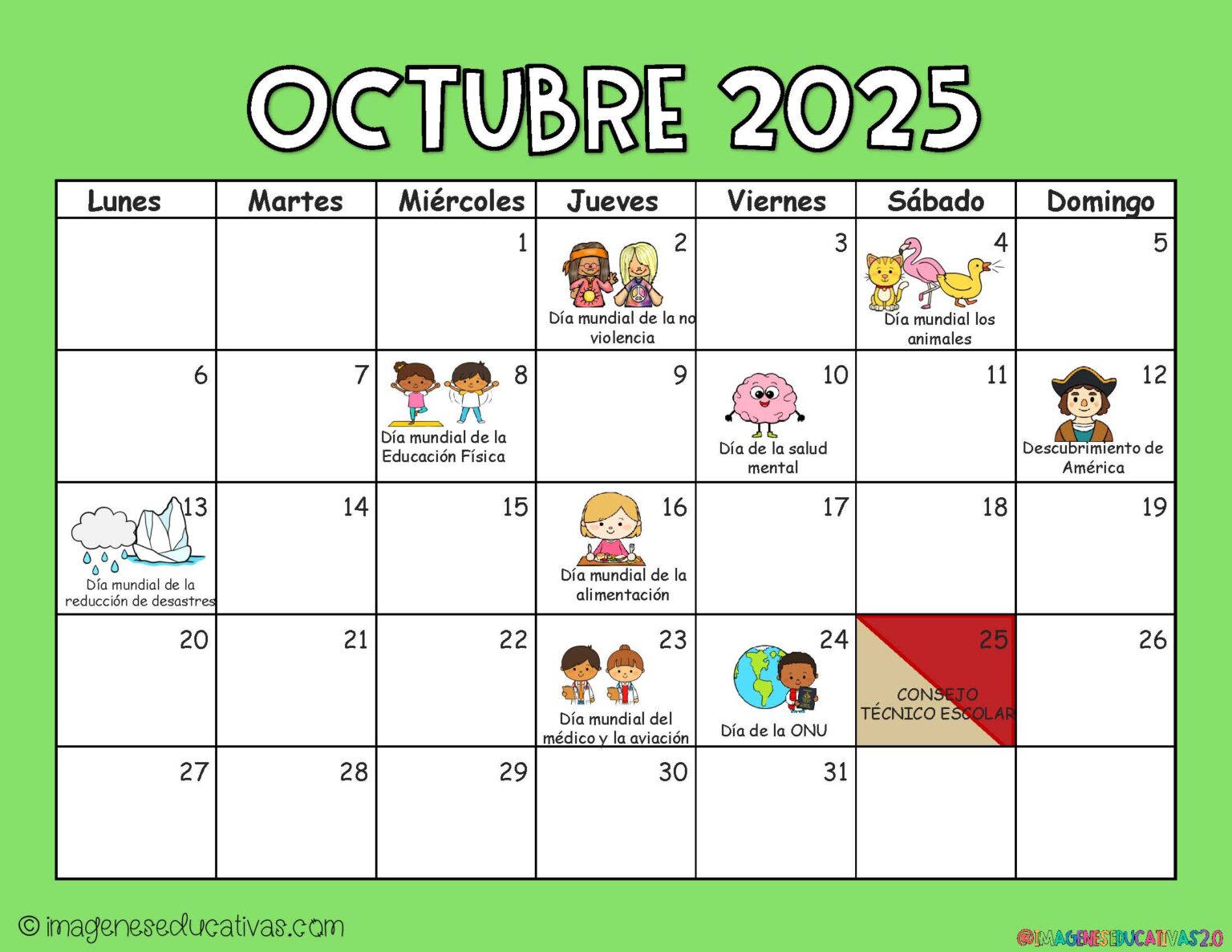 Calendario escolar 2025/2026 con fechas clave y pegatinas - Imagenes ...