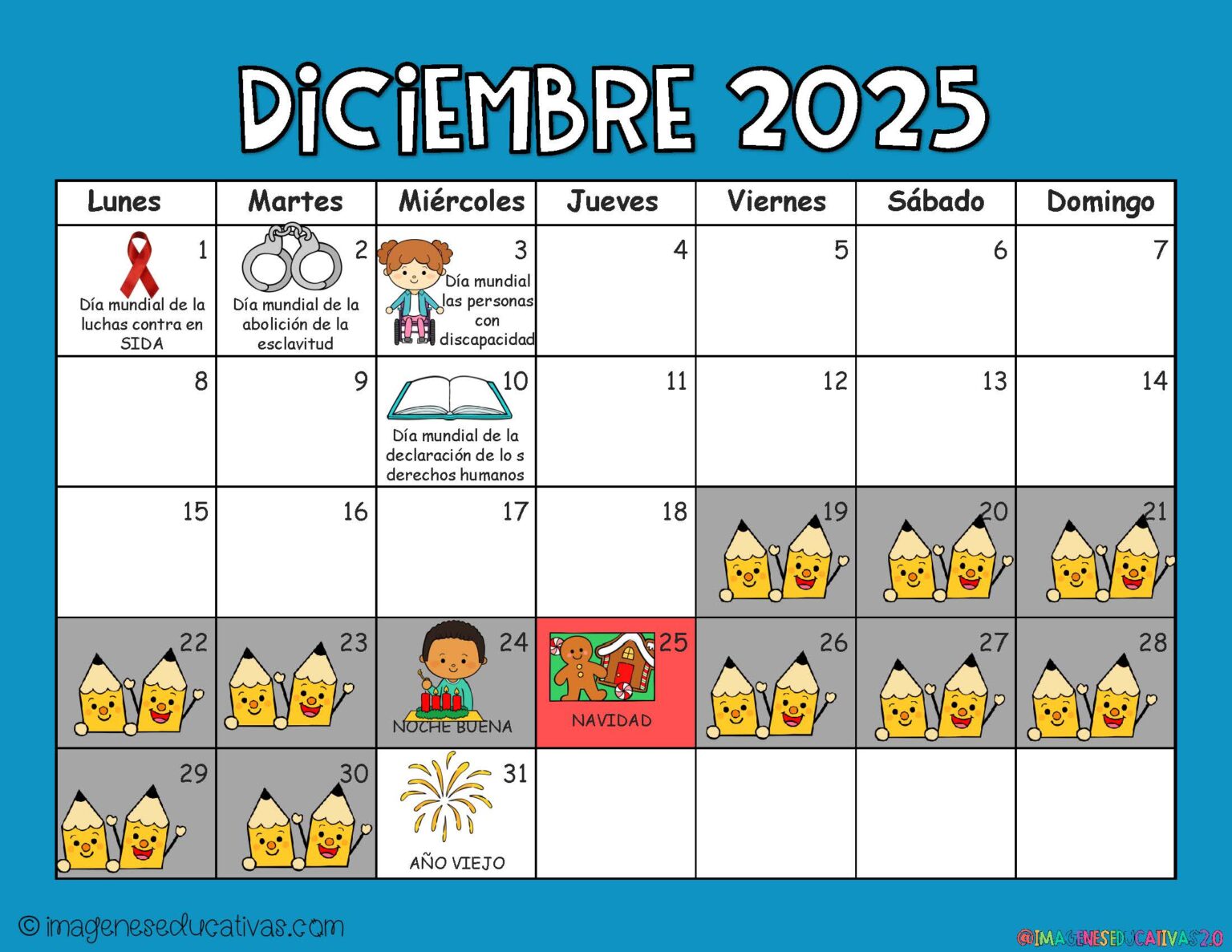 Calendario escolar 2025/2026 con fechas clave y pegatinas - Imagenes ...