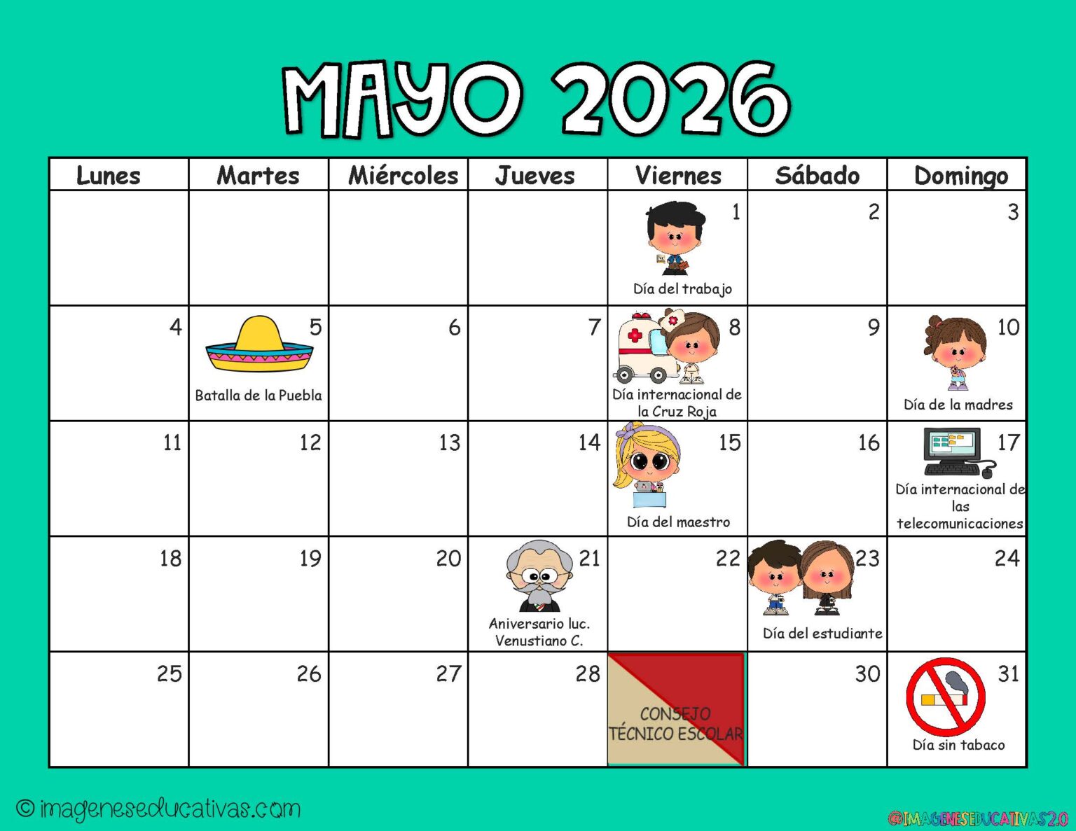 Calendario escolar 2025/2026 con fechas clave y pegatinas - Imagenes ...