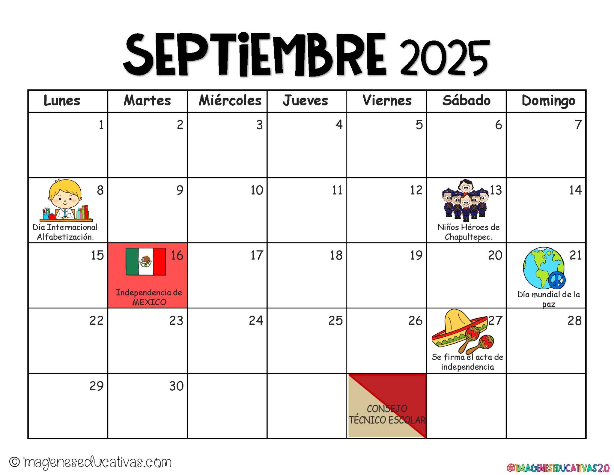 Calendario escolar 2025-2026 con fechas clave y pegatinas - Imagenes ...